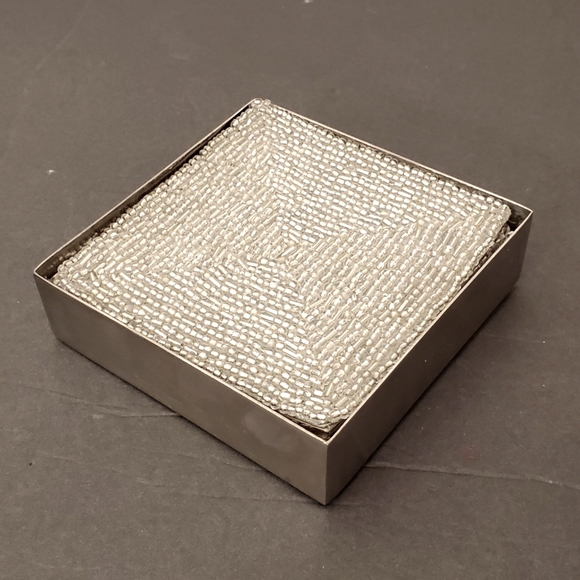 unbranded | Dining | Silver Beaded Coasters 6 Bling Barware Bunko ...